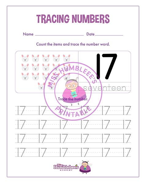 Number 17 Tracing – Miss Humblebee's Academy
