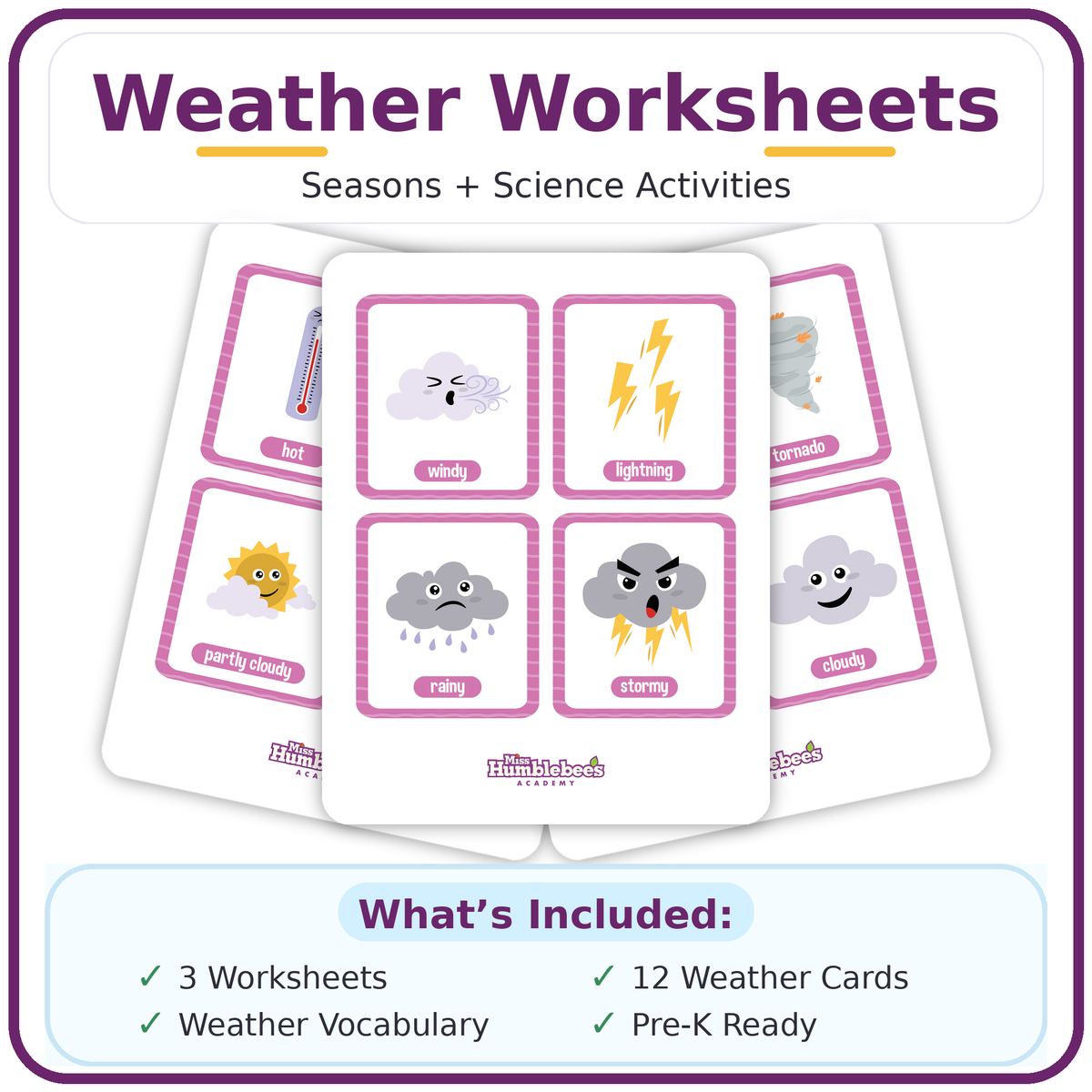 Weather Worksheets Printable Bundle (Seasons & Science Activities for ...